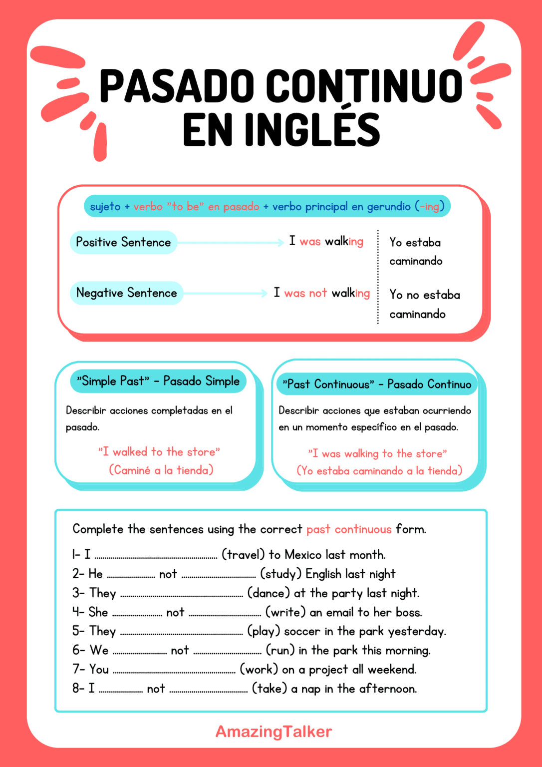 ¿Cómo aprender con 50 ejemplos del Past Continuous en inglés?