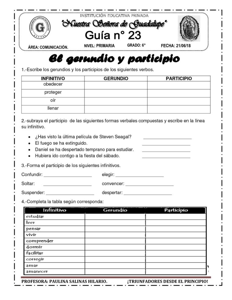 Guía para entender los infinitivos, gerundios y participios